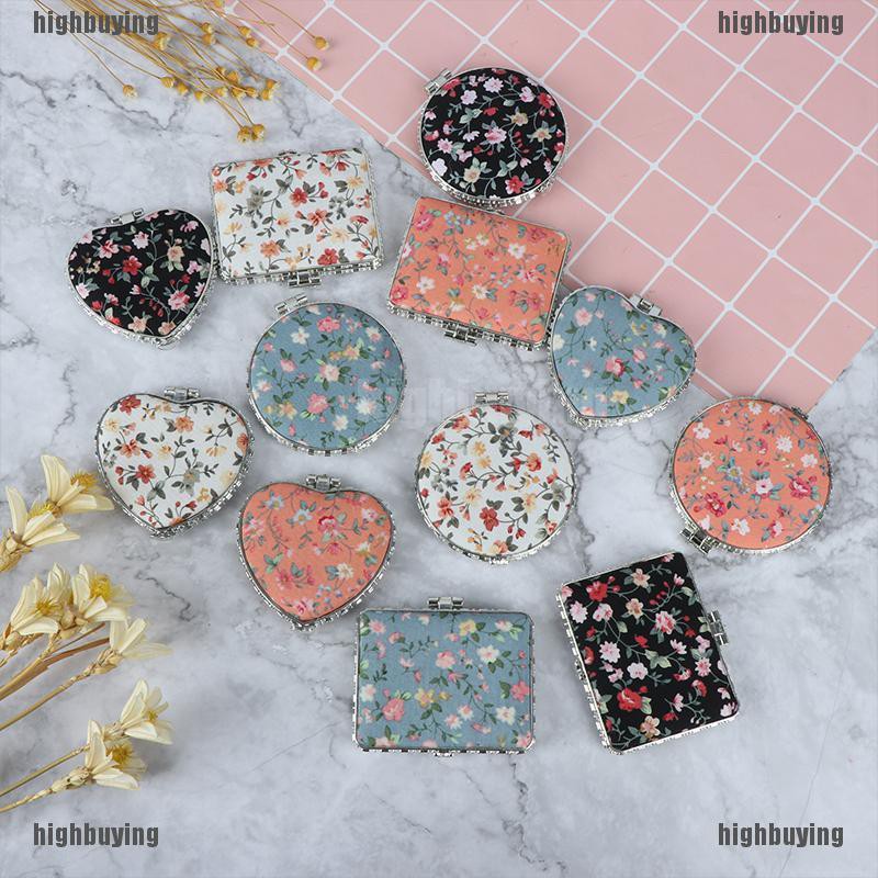 HBPH Mini Make-Up Compact Pocket Flowers Two-side Folding Vintage ...