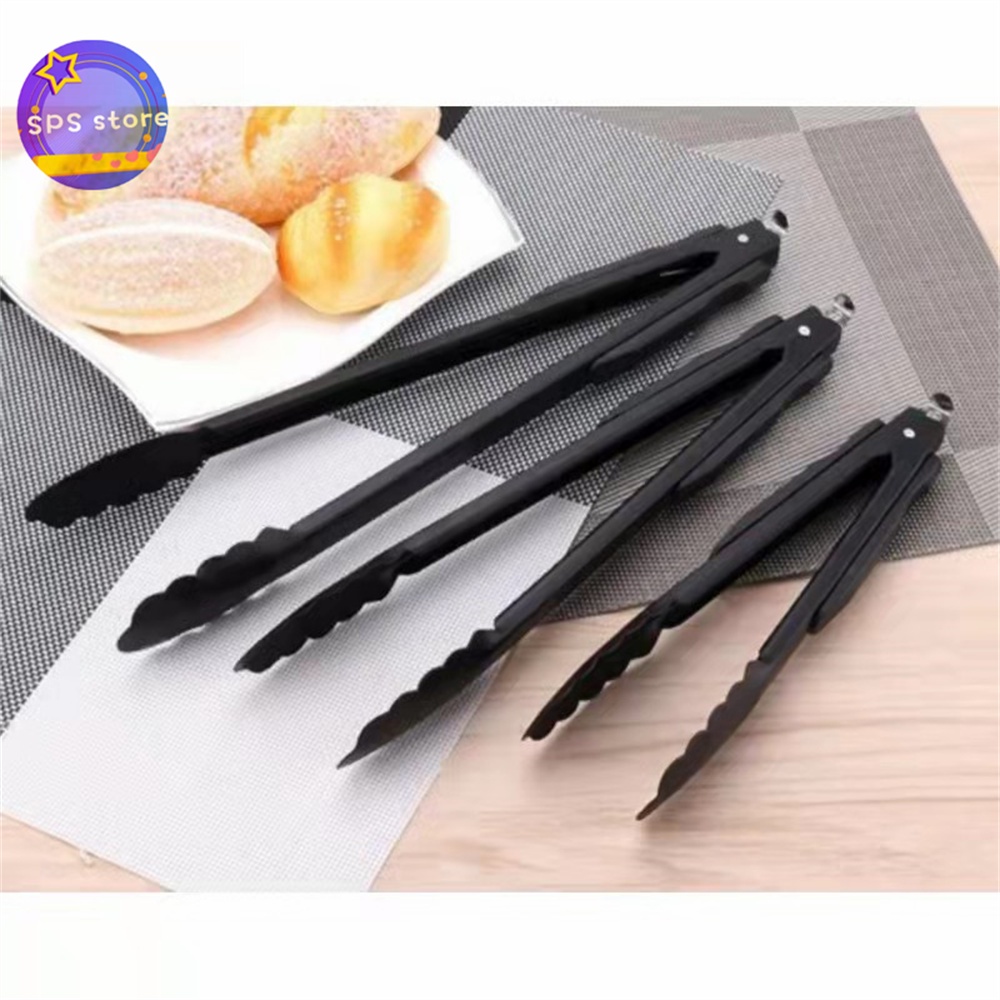 stainless steel kitchen Black color food clip tong, food tong.Bread ...