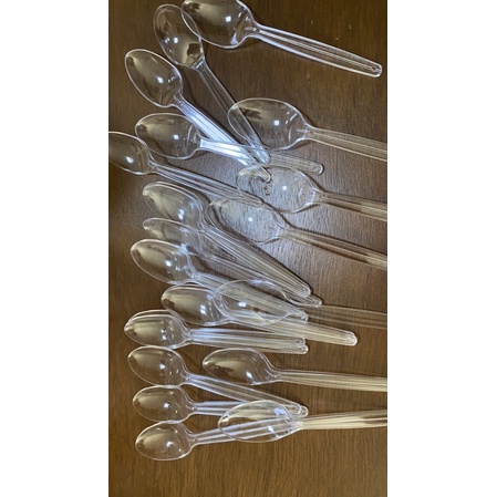1PACK (14cm long) TRANSPARENT/DISPOSABLE SPOON[25PCS PER PACK] | Shopee ...