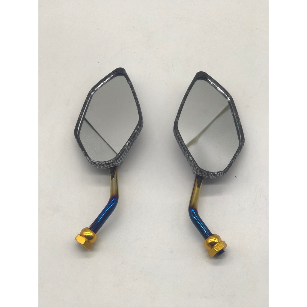 Domino 2Tone Carbon Short/Long Stem Titanium Side Mirror Motorcycle ...