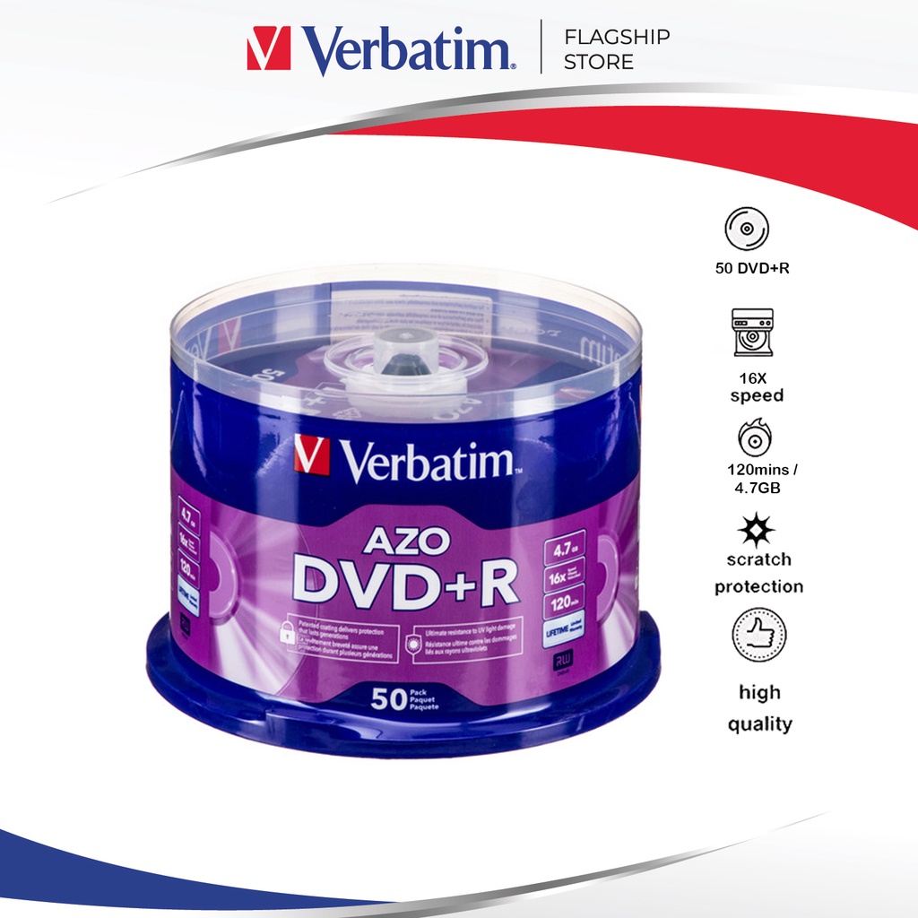 Verbatim DVD-95037 DVD+R/ 16x/ 4.7GB/ 120min (50 pcs per Spindle ...