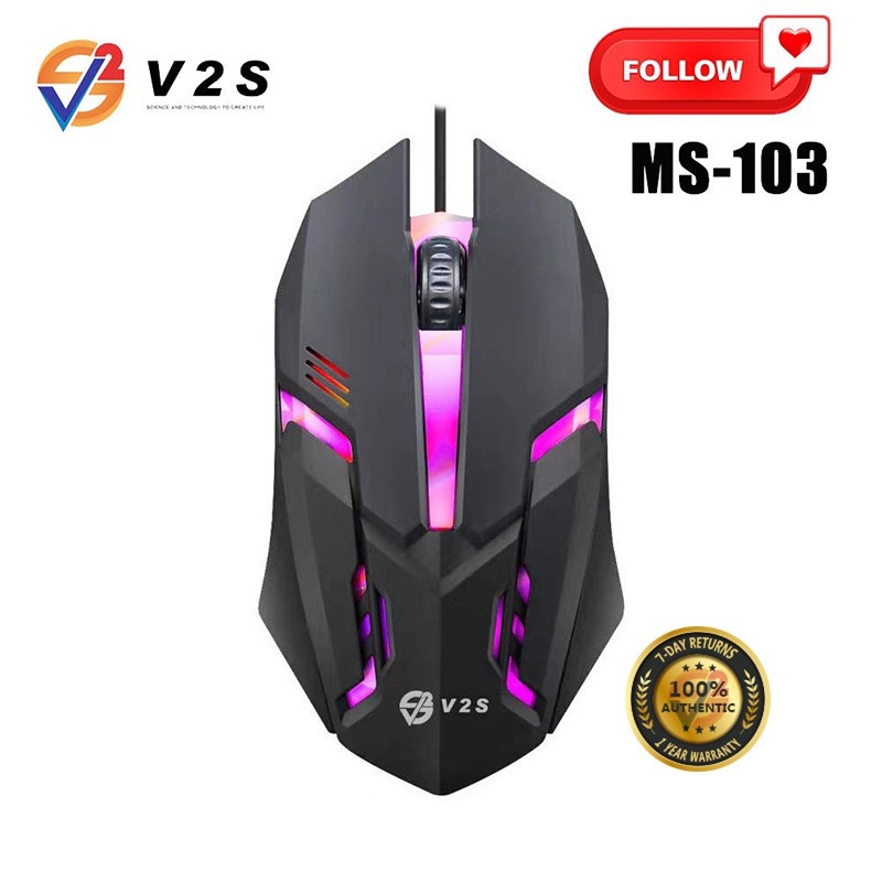 V2S MS103 Mouse USB Wired Gaming Cool High Configuration Led Back light ...