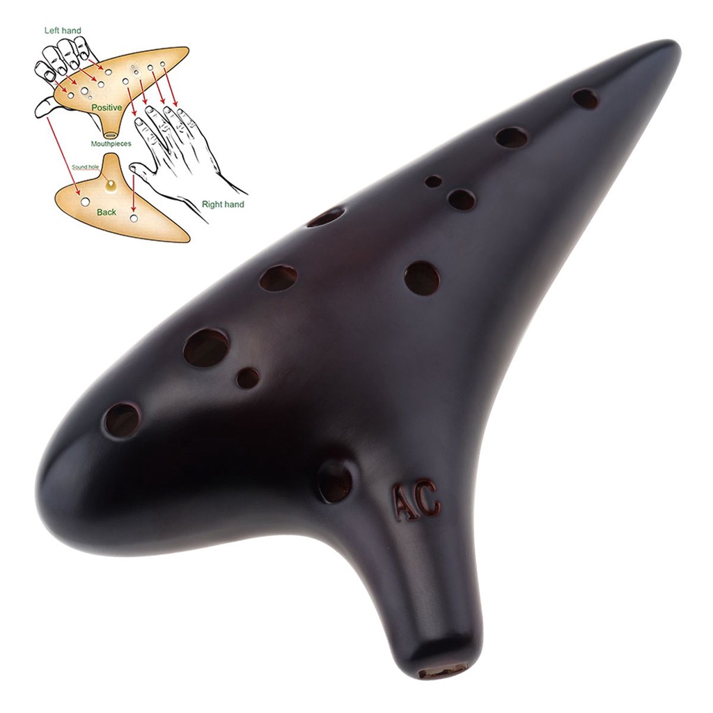 12 Holes Alto Tone C Ocarina Flute Ceramic Musical Instruments ...