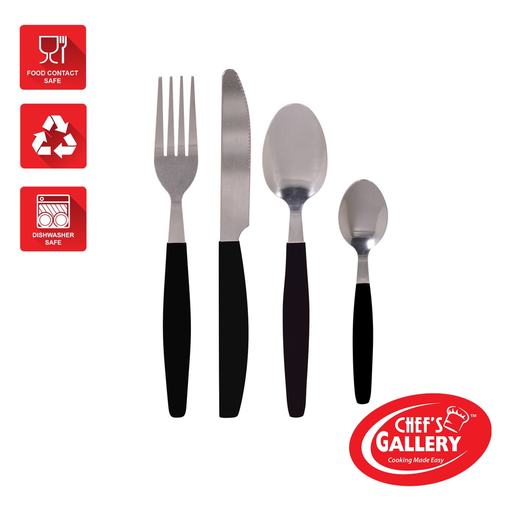 Chef's Gallery Stainless Steel Cutlery Set 16pcs | Table Spoon, Fork ...