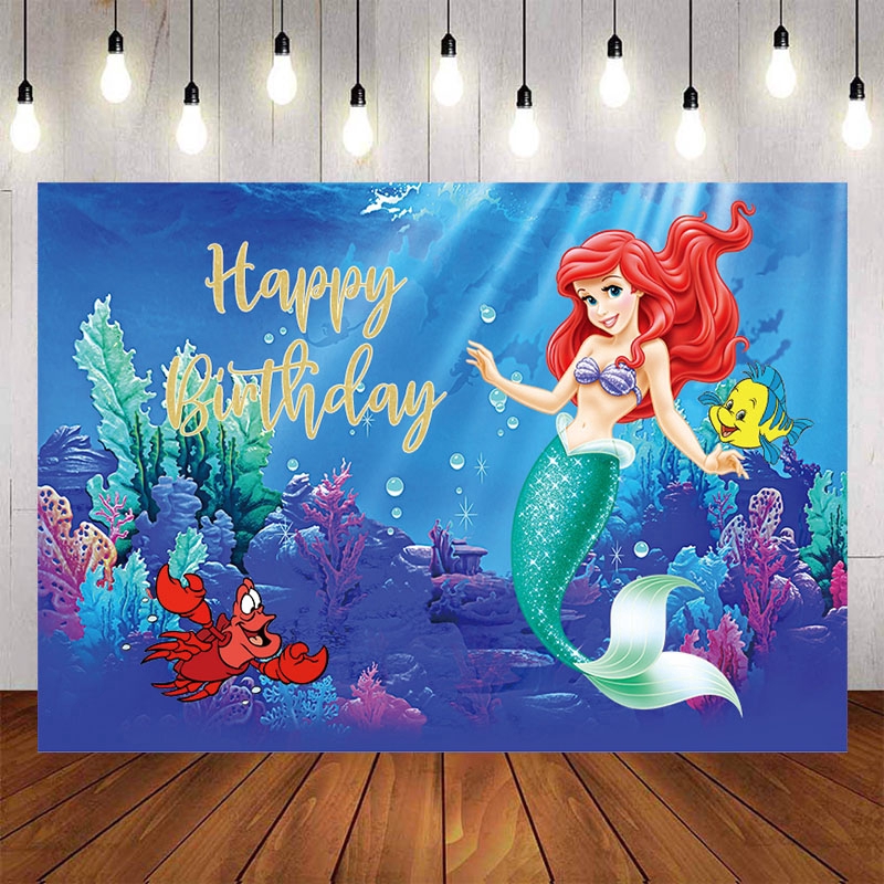 Ariel Princess Little Mermaid Photography Backdrop Under the Sea Rocks ...
