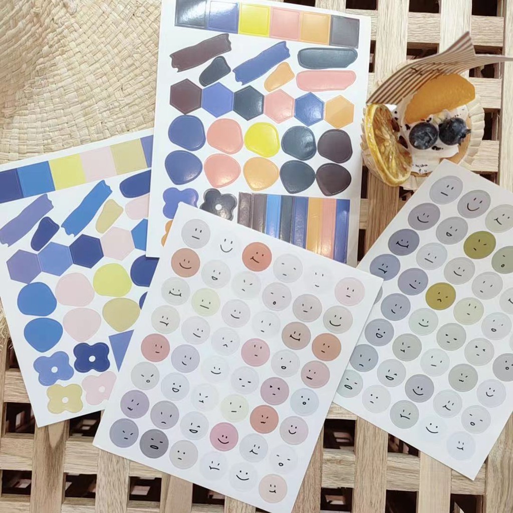 Color Emoji Pack Ins, Smiley Dot Irregular Sticker Sticker Hand Tally ...