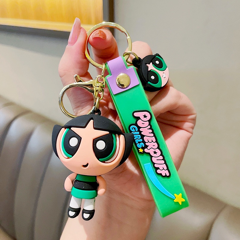 The Powerpuff Girls Pendant Keychains Anime Cartoon Holder Car Key ...
