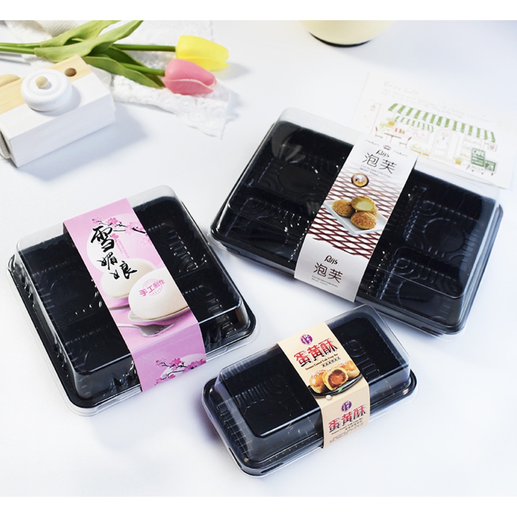 Mochi Containers Plastic Mooncake Tray with Transparent Lid (10 units ...