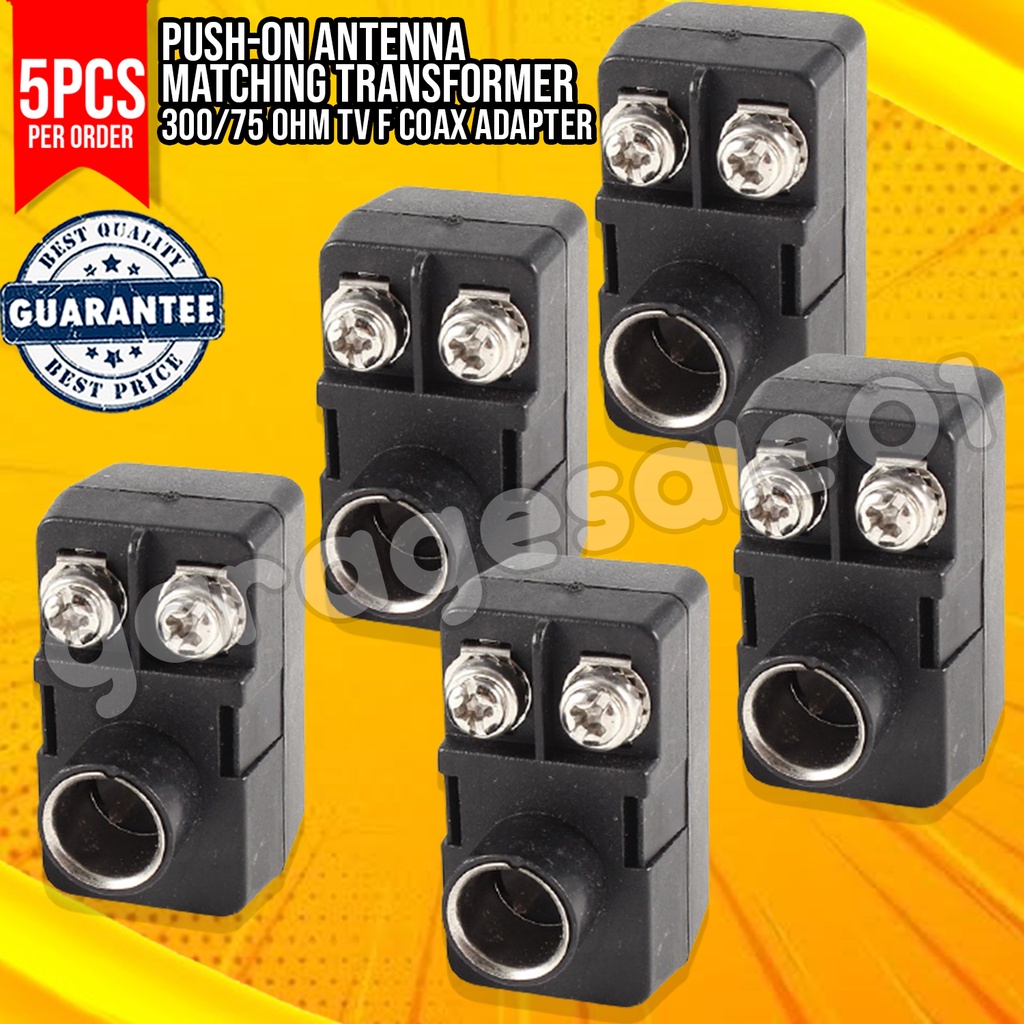GS 5PCS Push-On Antenna Matching Transformer 300 to 75Ω TV F-Type Coax ...