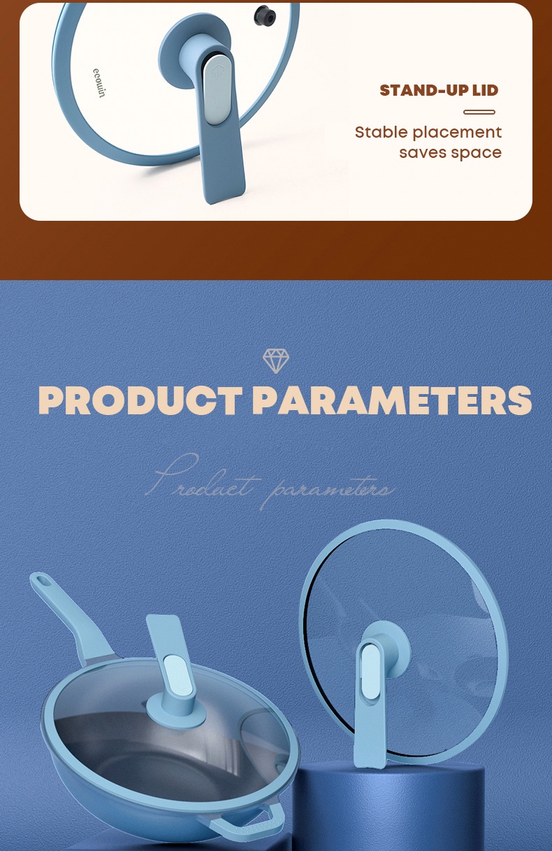 ECOWIN Nonstick Deep Frying Pan Micro Pressure Cooker Diamond Wokpan ...