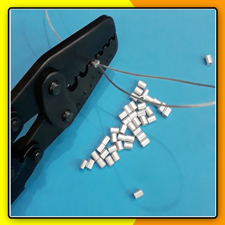 Set of 50 aluminum cable locking tubes with 1mm cable, nameplate ...