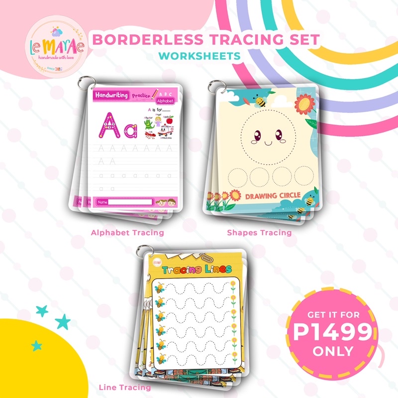 Laminated Writing Tracing Write and Erase SET OF ALPHABET, SHAPES AND ...