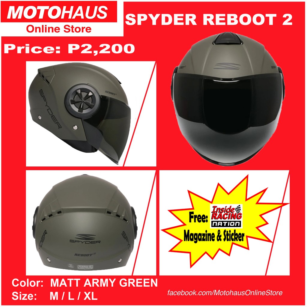 SPYDER REBOOT 2.0 OPEN FACE HELMET | Shopee Philippines