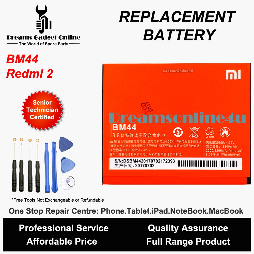 Replacement Phone Battery BM44 for XiaoMi Redmi 2 2S Redmi 2S 2200mAh | Shopee Philippines