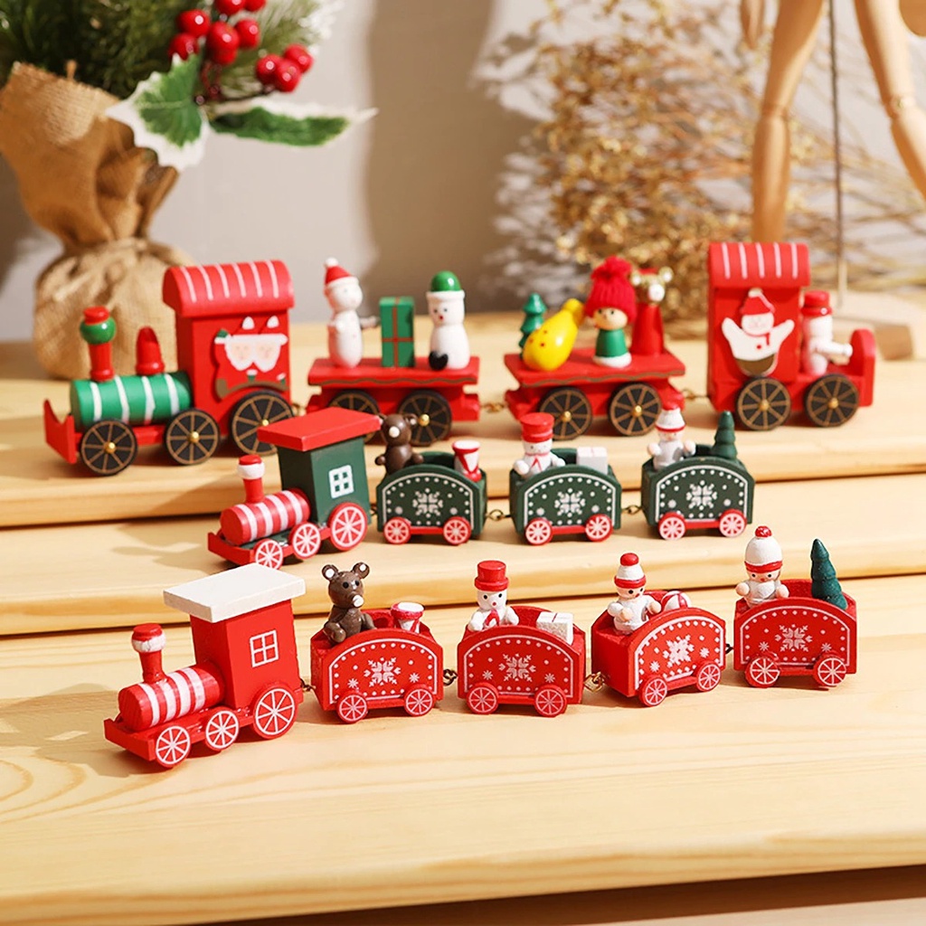 Multi-styles Merry Christmas Wooden Train Ornaments Christmas ...