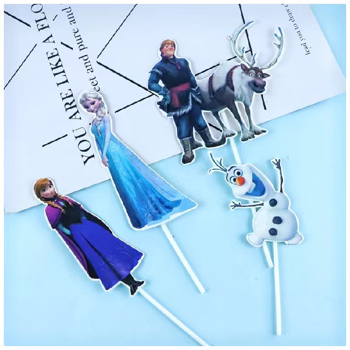 Frozen theme Elsa Anna Princess paper card cake topper baking props ...