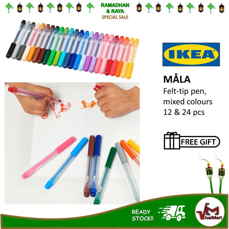 MALA Felt-Tip Pen, Mixed Colours, 12 pcs/ 24 pcs MARKER PEN MAGIC COLOR ...