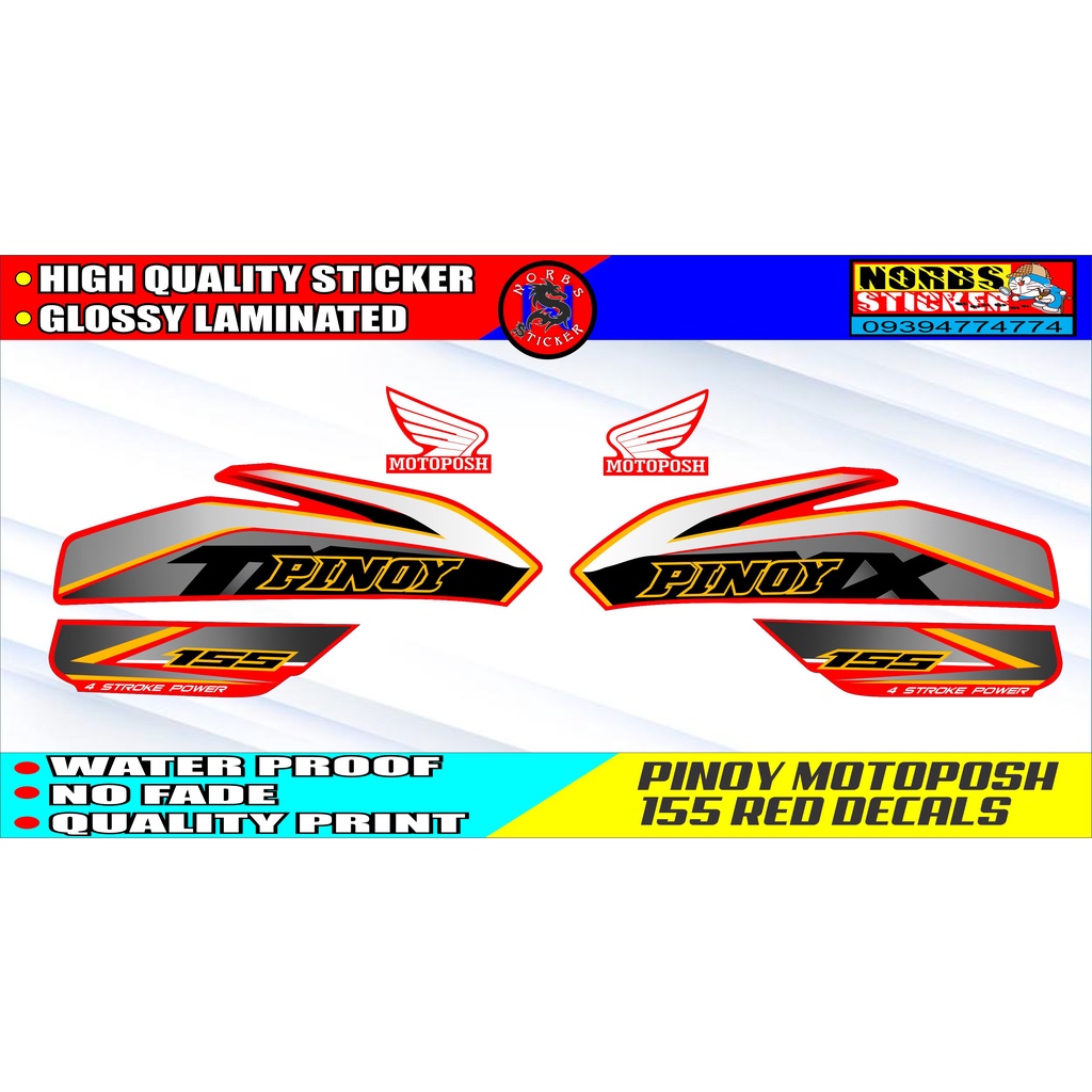 PINOY 155 MOTOPOSH RED DECALS | Shopee Philippines