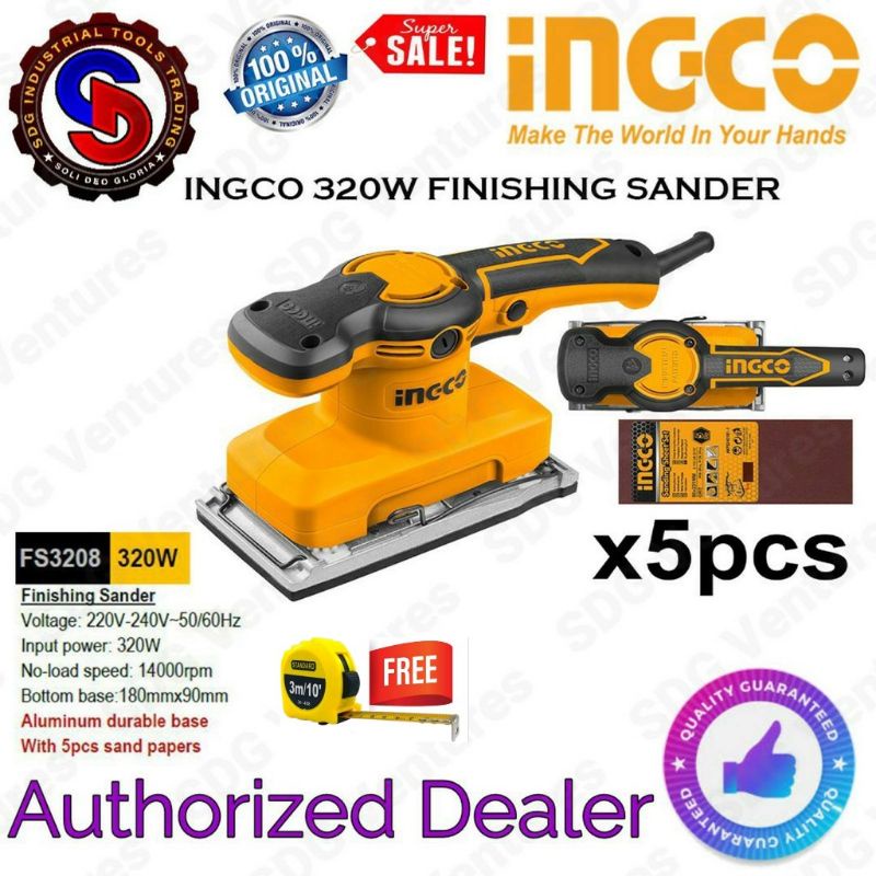 INGCO 320W Finishing Sander (FS3208) with FREE 3m. Measuring Tape ...