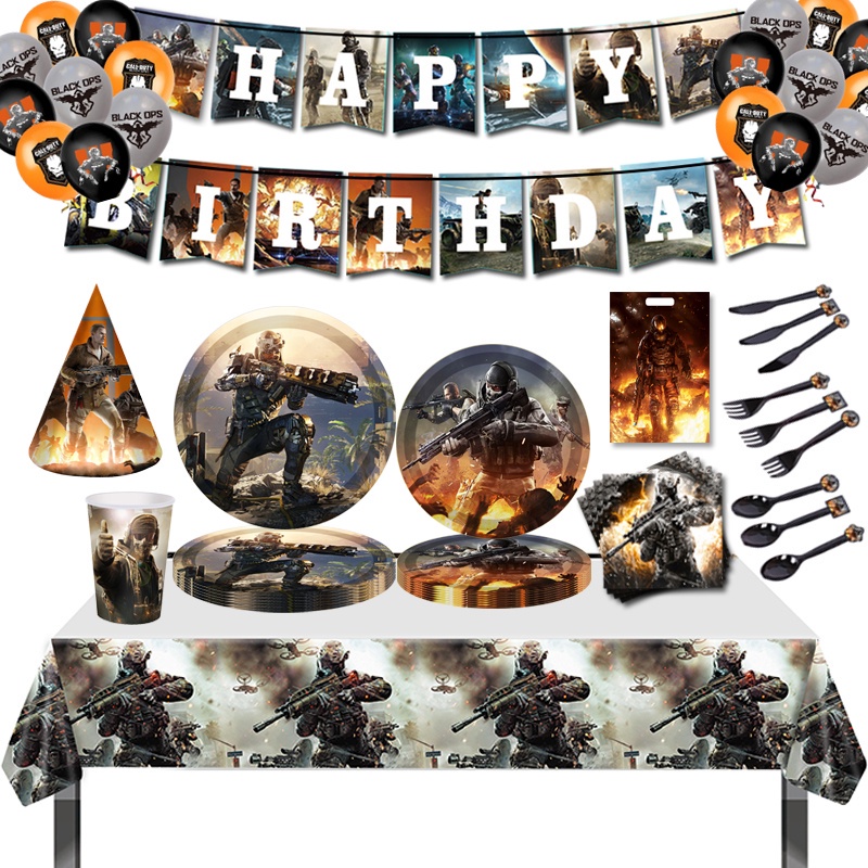 Call of Duty Birthday Decorations Happy Birthday Disposable Tableware ...