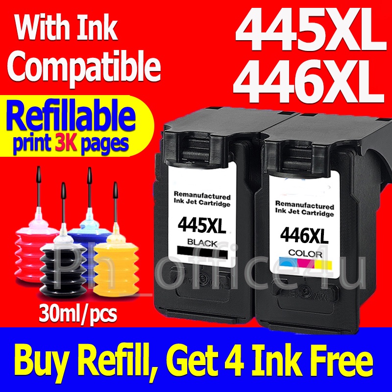 Canon 445 446 ink PG445XL CL446XL refillable ink cartridge compatible ...