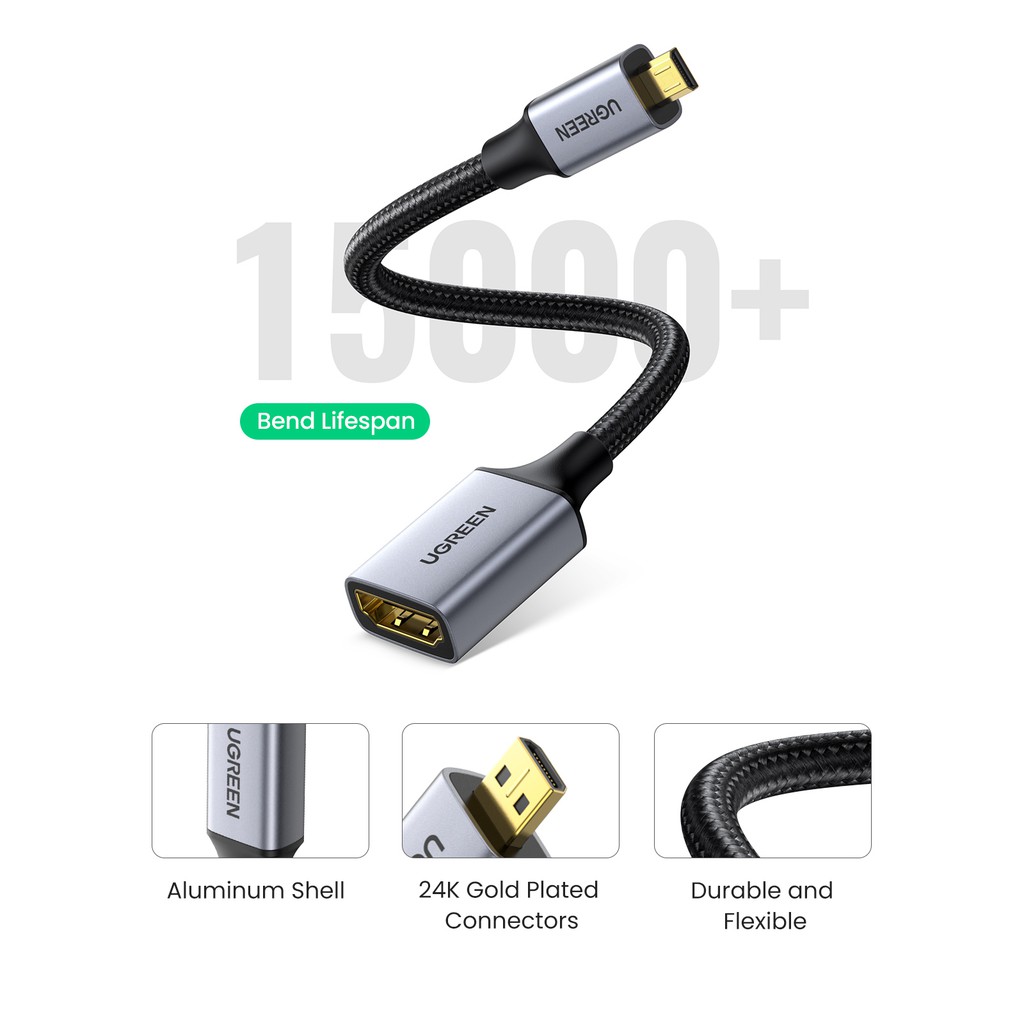 UGREEN 0.25M Micro HDMI to HDMI Cable Male to Female Micro HDMI Adapter | Shopee Philippines