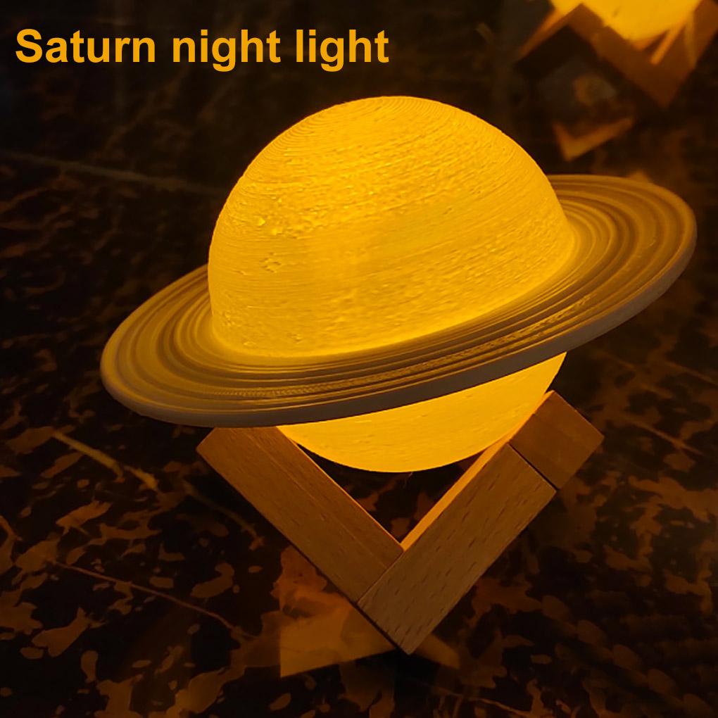 Mstar " 8CM/Moon Lamp 3D Print Saturn Planet Rechargeable 7 Colors Tap ...