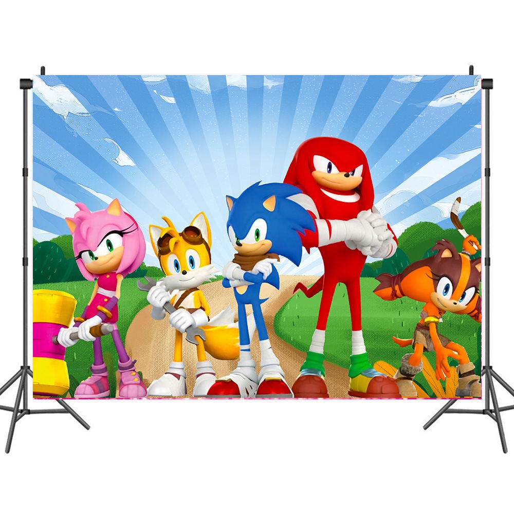 Sonic The Hedgehog Theme Cartoon Photography Background Cloth Party ...