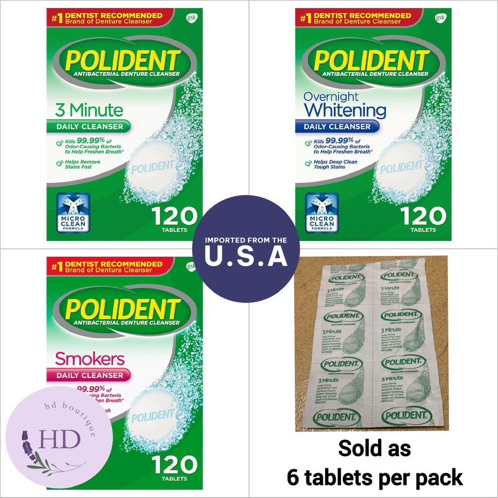 Polident Denture Cleanser 6 tablets per pack | 3-Minute, Overnight ...