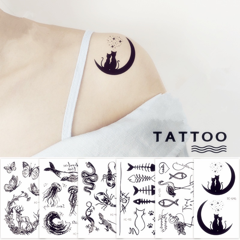 【Magic Tattoo】INS Small Fresh Black Elements Temporary Tattoo Sticker ...