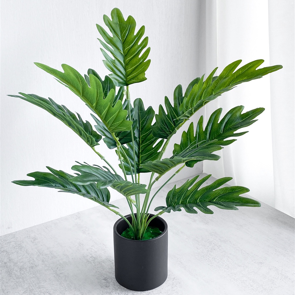 12 heads Artificial leaf Artificial Plant Plastic Silk Fake Leaves Home ...