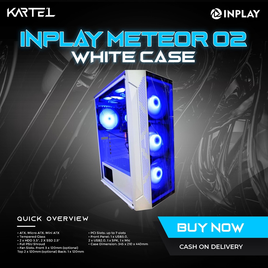 INPLAY METEOR 02 WHITE Computer Tempered Gaming PC Case | Shopee ...