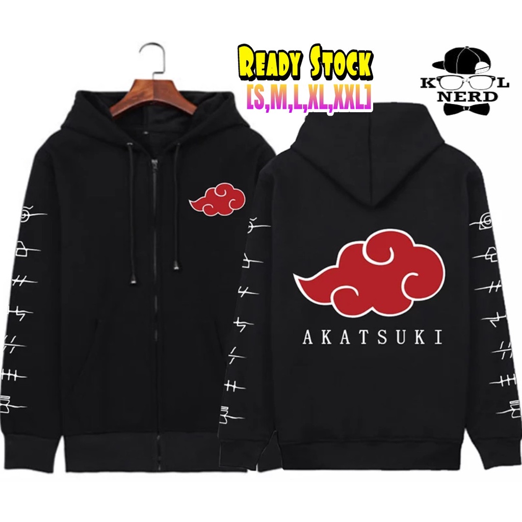 MERAH Japan NARUTO AKATSUKI CLAN RED CLOUD DESIGN ZIPPER JACKET (READY ...