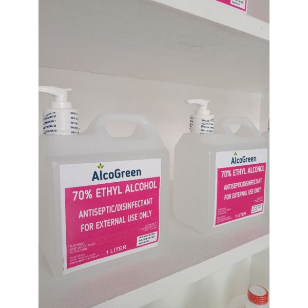 Alcogreen Disinfectant Alcohol Ethyl Pink and Iso Green 1Liter | Shopee ...