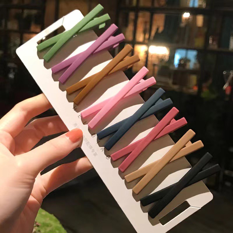 Korean Ins Hair Clip Colorful Simple Cross Hairpin Headdress | Shopee ...