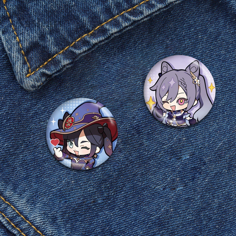 aasleaty Genshin impact pin Raiden Shogun Zhongli hutao Yae tinplate ...