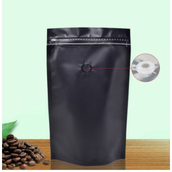 50/100 pcs Black coffee pouch with valve resealable plastic bag ...