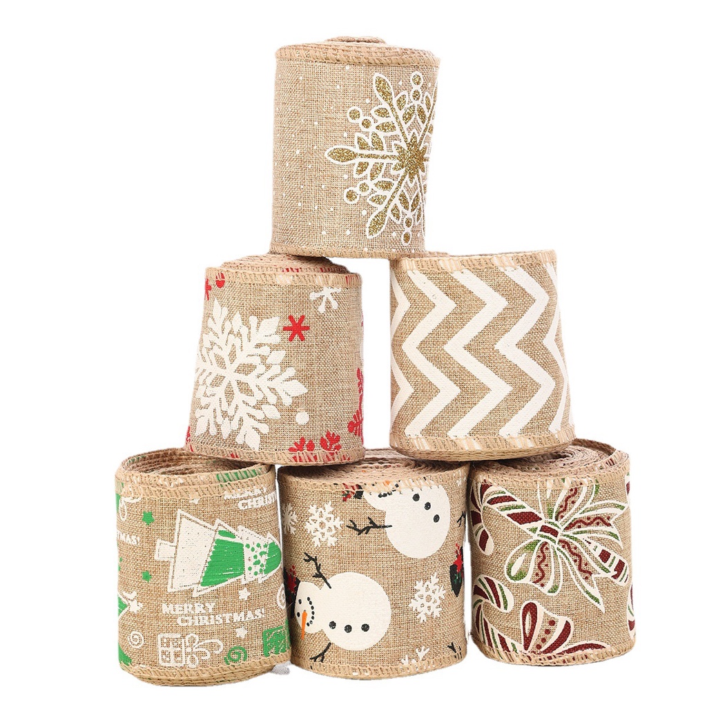 3Meters/Roll Snowflake Christmas Ribbon Imitation Jute Burlap Ribbon ...