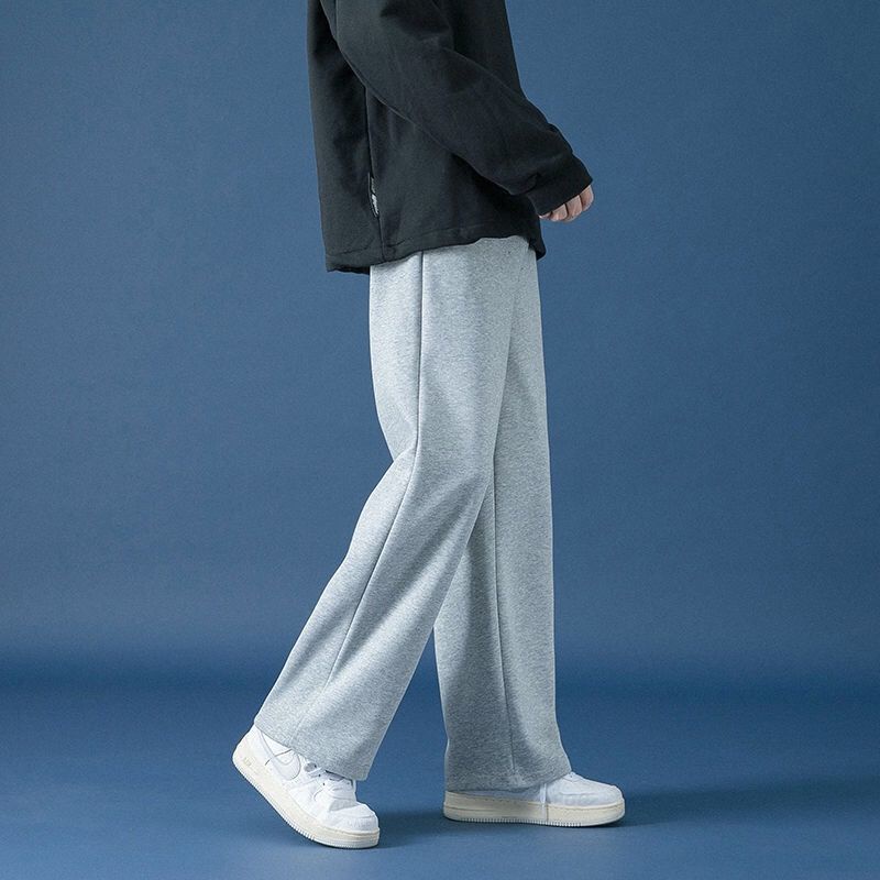 M-5XL Unisex Ice Silk Loose Casual Wide Leg Sweatpants Wide Leg Solid ...