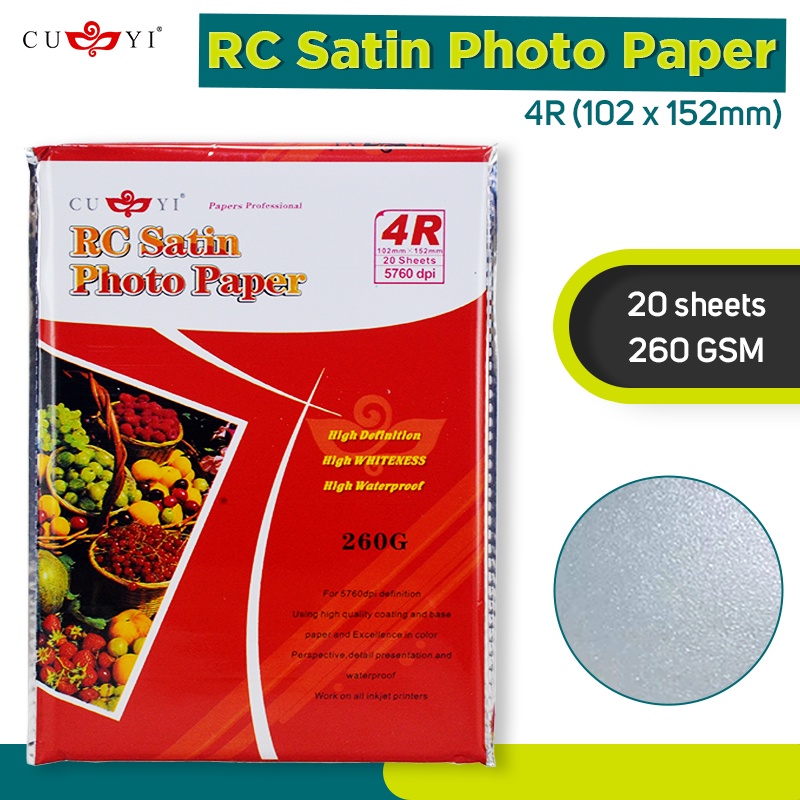 CUYI RC Satin Photo Paper 260gsm Resin Coated Inkjet Photo Paper 3R ...