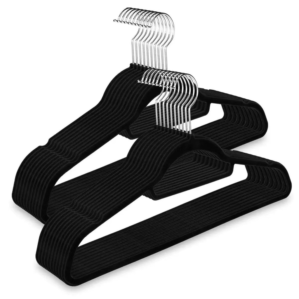20/50-Pack Non Slip High Quality Heavy Duty Black VELVET HANGER with ...