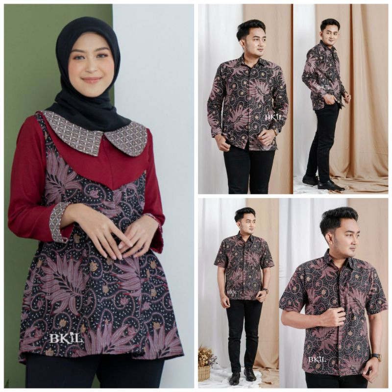 Couple Batik Combination Of Batik Tops For Women Double Collar Couple ...