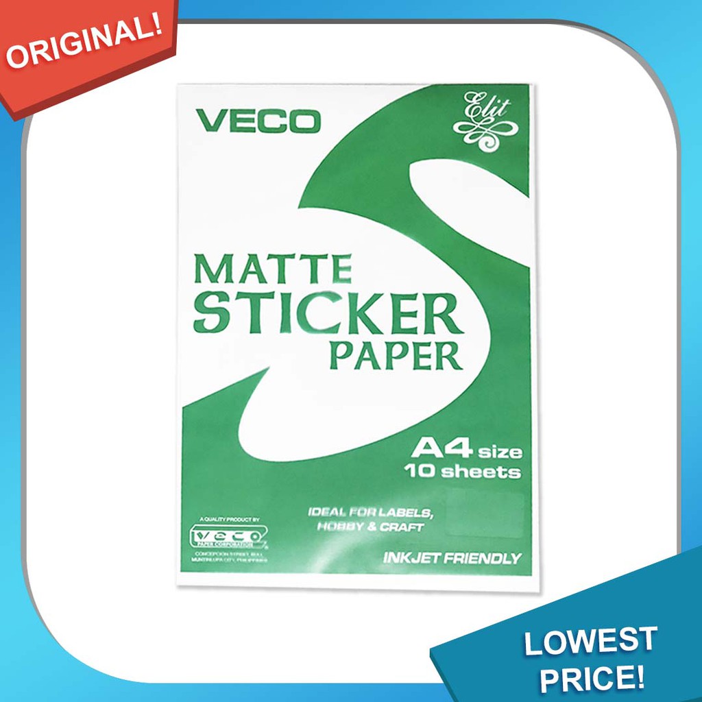 Veco Matte Sticker Paper A4 10's (1 set) | Shopee Philippines