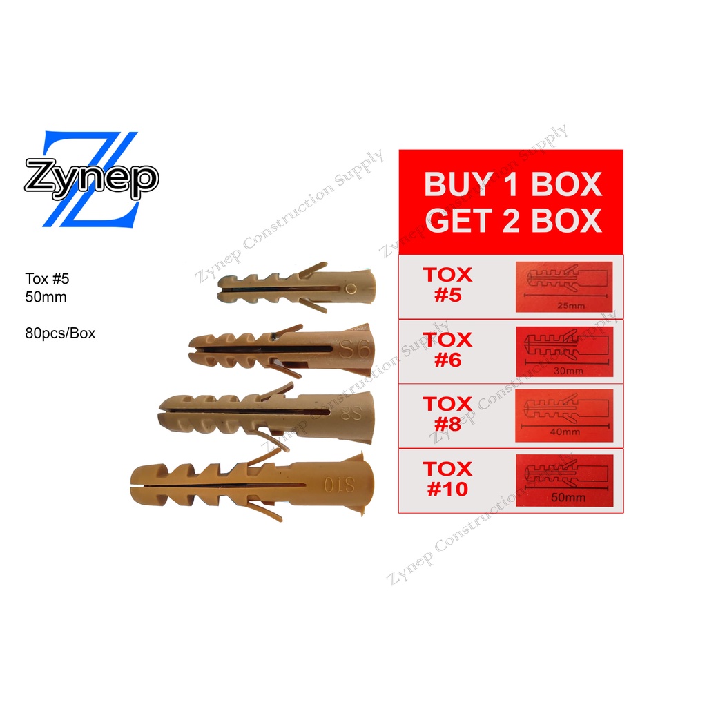 WALL PLUG TOX # 5'' BUY 1 BOX GET 2 BOX (240 PIECES) | Shopee Philippines
