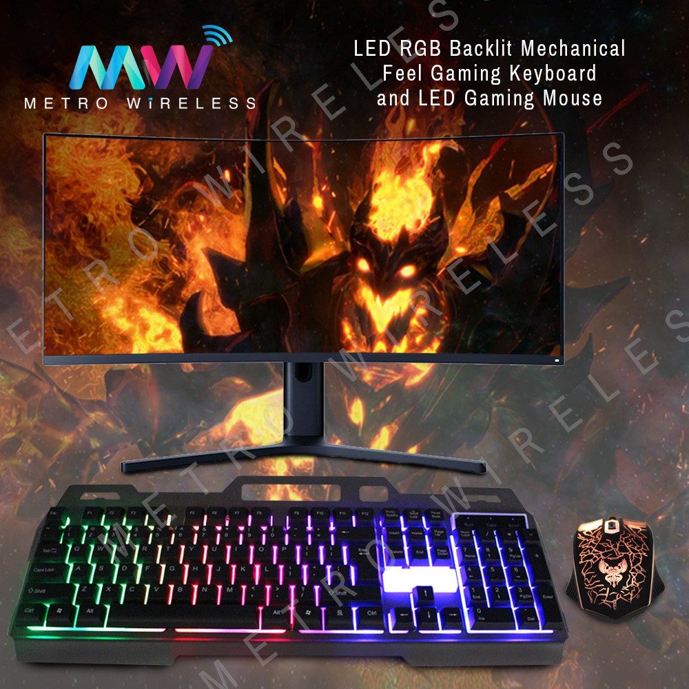 CMK-198 Professional Gaming LED Backlit Keyboard Mouse Bundle | Shopee ...