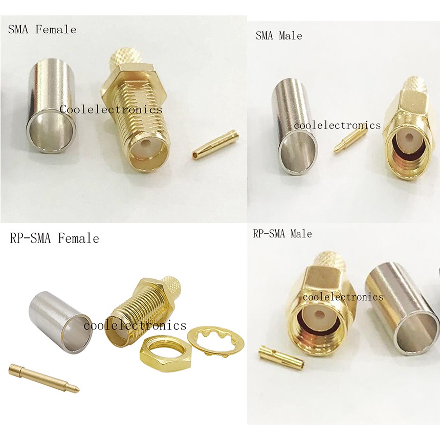 10pcs SMA Male / Female RP-SMA Female RP-SMA Male Coaxial Crimp cable for RG58 LMR195 RG142 ...