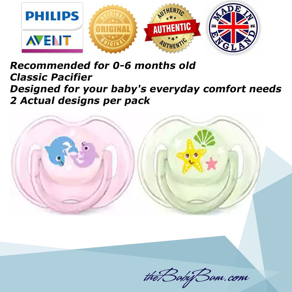 Philips Avent Classic Pacifier / Soother for 0-6 mos Dolphin Starfish ...
