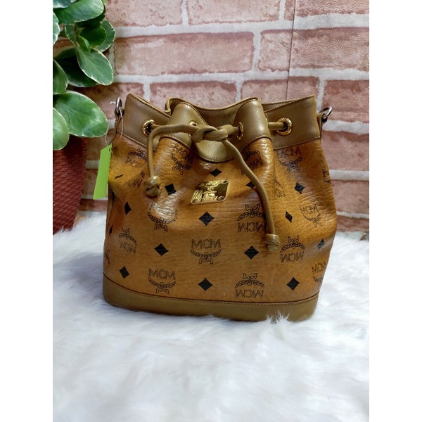 Original MCM Bucket Bag I'm signature cognac color | Shopee Philippines