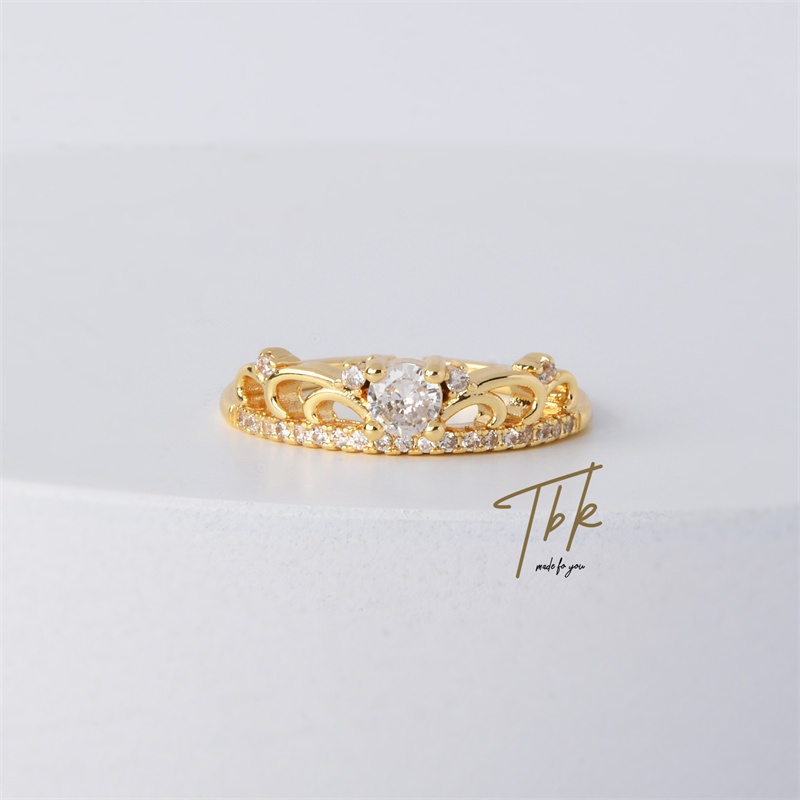 TBK 18K Gold Cubic Zirconia Adjustable Open Ring For Women 897R ...