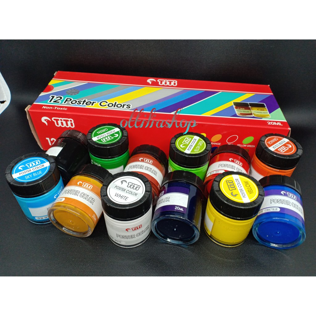 Titi POSTER Paint 12 Colors 20ml/ TITI POSTER Color 12 Guaranteed ...